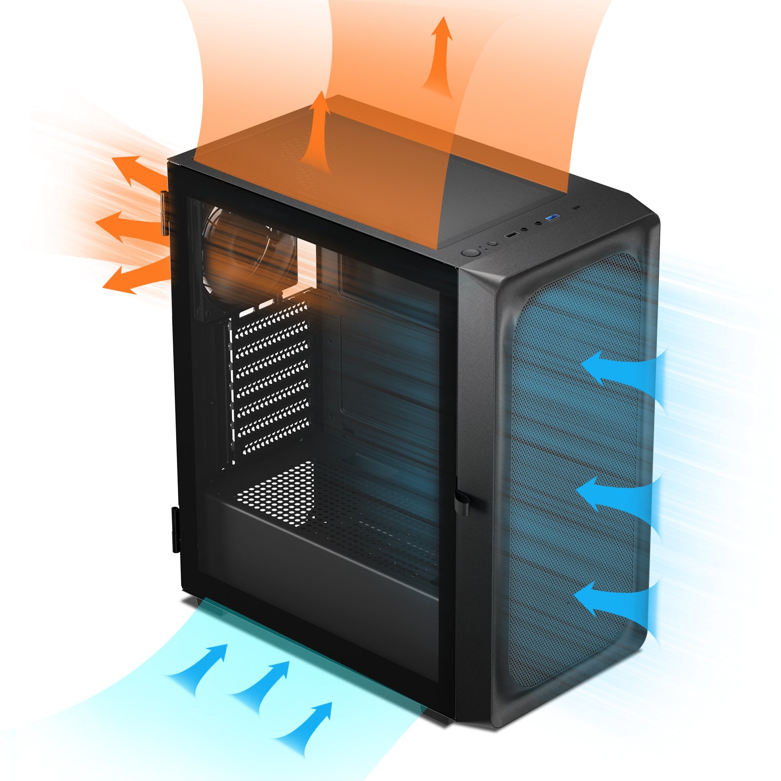 DARKROCK EC2 Black ATX Mid Tower PC Case, Type-C Ready, Supports 50 Se ...