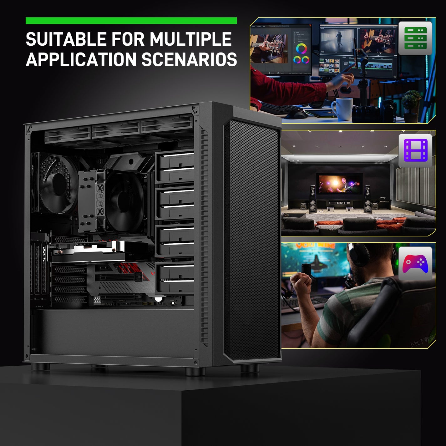 DARKROCK Classico Max Storage Master Case E-ATX Computer Case with 4x1 ...